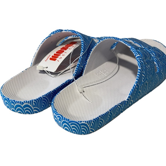 Freedom Moses | Shoes | Freedom Moses 89 Blue And White Slide Sandals ...
